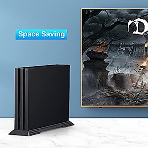 Younik Vertical Stand for PS-4 Pro, Built-in Cooling Vents and Non-Slip Feet Steady Base Mount for PS-4 Pro, Black