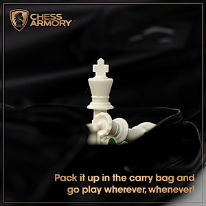 Chess Armory Deluxe Foldable Chess Set w/Chess Board, Chess Clock and Carrying Bag - A Mobile Tournament Chess Set with Clock & Weighted Chess Pieces- Play Anywhere w/Chess Armory Outdoor Chess Set.
