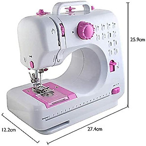 Mini Sewing Machine for Beginner, Portable Sewing Machine, 12 Built-in Stitches Small Sewing Machine Double Threads and Two Speed Multi-function Mending Machine with Foot Pedal for Kids, Women (Pink)