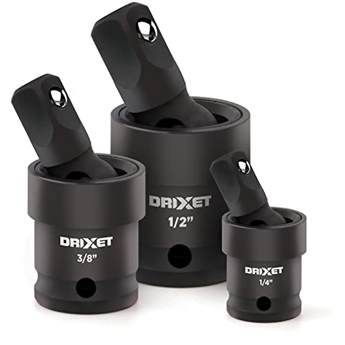 Impact Swivel Socket Set - 1/2, 3/8, and 1/4 Swivel Socket Set - Universal Joint Socket for Hard-To-Reach Angles - Premium Cr-Mo Steel Flexible Socket Extension Set - Rust Resistant - Drixet