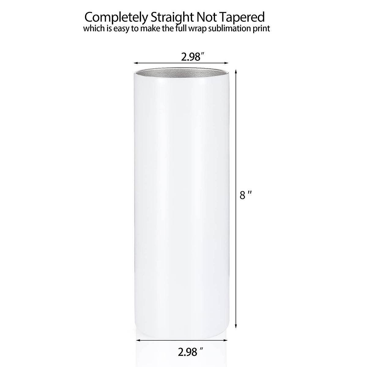 YOUKE OLA 48 Pack Sublimation Tumblers Straight Skinny Blanks 20oz for Heat Transfer, Individual Gift Boxed, Bulk Pack Stainless Steel Double Wall Insulated Tumbler, White