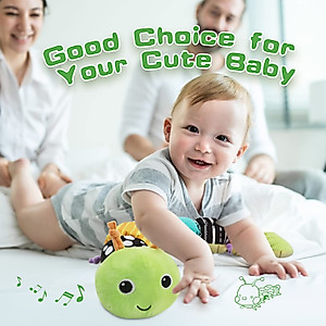 JERICETOY Baby Musical Toy Tummy Time Toy Stuffed Animal Baby Toy with Teether Multi-Sensory Crinkle attle and Texture Newborn Toy for 0-3-6-12 Months Boys, Girls