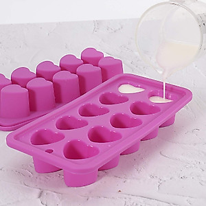 Heart-shaped Ice Cube Trays,Fun Silicone Ice Cube Trays for Make Heart-shaped Ice Cube,Easy Release Ice Cube Mold for Cocktails,Whiskey,Water Bottles,Baby Food,BPA Free and Dishwasher Safe,2pcs(Pink)