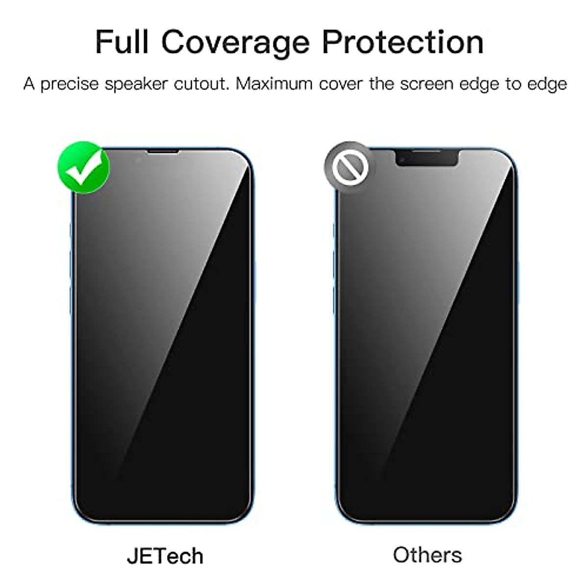 JETech Full Coverage Screen Protector for iPhone 13 mini 5.4-Inch, 9H Tempered Glass Film Case-Friendly, HD Clear, 3-Pack