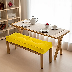 Focuprodu Bench Cushion 42x16. Soft and Breathable Window Seat Cushions Indoor. Non-Slip and Durable Bench Seat Cushion. (42x16, Yellow)