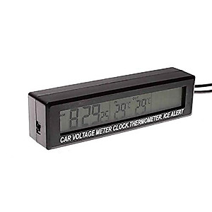 Car 3 in1 LED Digital Display Clock in/Out Tempeure Thermometer Voltage Monitor Meter