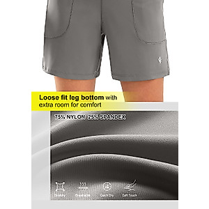 SANTINY Women's 6'' Athletic Long Shorts with 4 Pockets High Waisted Bermuda Shorts for Women Walking Running Casual (Light Grey_M)