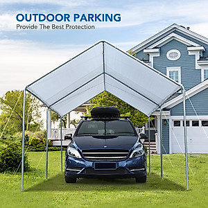 IDEALHOUSE Carports, 10x20 ft Outdoor Heavy Duty Car Canopy Metal Garage Boat Shelter Party Tent, White
