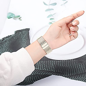 TRUMiRR Women Band for Galaxy Watch 6 40mm Gold, 20mm Mesh Stainless Steel Watchband Replacement Strap for Samsung Galaxy Watch 6 5 4 40mm 44mm / Watch 6 Classic 43mm 47mm