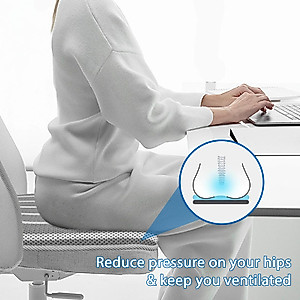 AEROiVi Office Chair Cushion, Non-Slip Car Seat Cushion with 3D Airmesh Pad Easy to Wash Breathable for Long Sitting for Relief and Comfort Square