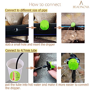 BEADNOVA Drip Emitter 150 Pcs 360 Degree Drip Line Emitter Adjustable Dripper Emitters for Drip Line 1/4 Inch Irrigation Tube Watering System Gardening (Green)