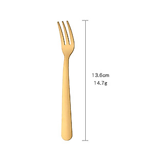 Fruit Fork Salad Pastry Small Oyster Forks 12 Pieces, BUY&USE 5.5-Inch Stainless Steel Gold Flatware