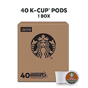 Starbucks Decaf K-Cup Coffee Pods, House Blend for Keurig Brewers, 1 box (40 pods)