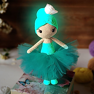 4 Pcs Glow in The Dark Yarn for Crochet Luminous Yarn 55 Yards Soft Craft Yarn for DIY Crafts Sewing Arts Beginners Crocheting Knitting Party Supplies, Blue