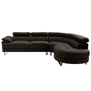 Poundex F6984 Bobkona Isidro Faux Leather sectional
