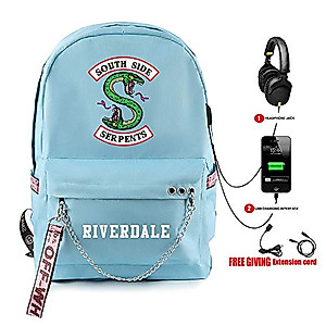 Adonisaon Riverdale South Side Serpents Backpack School Bag Laptop Backpack Teens Cool Zip Backpack Large Bag for Books Laptops