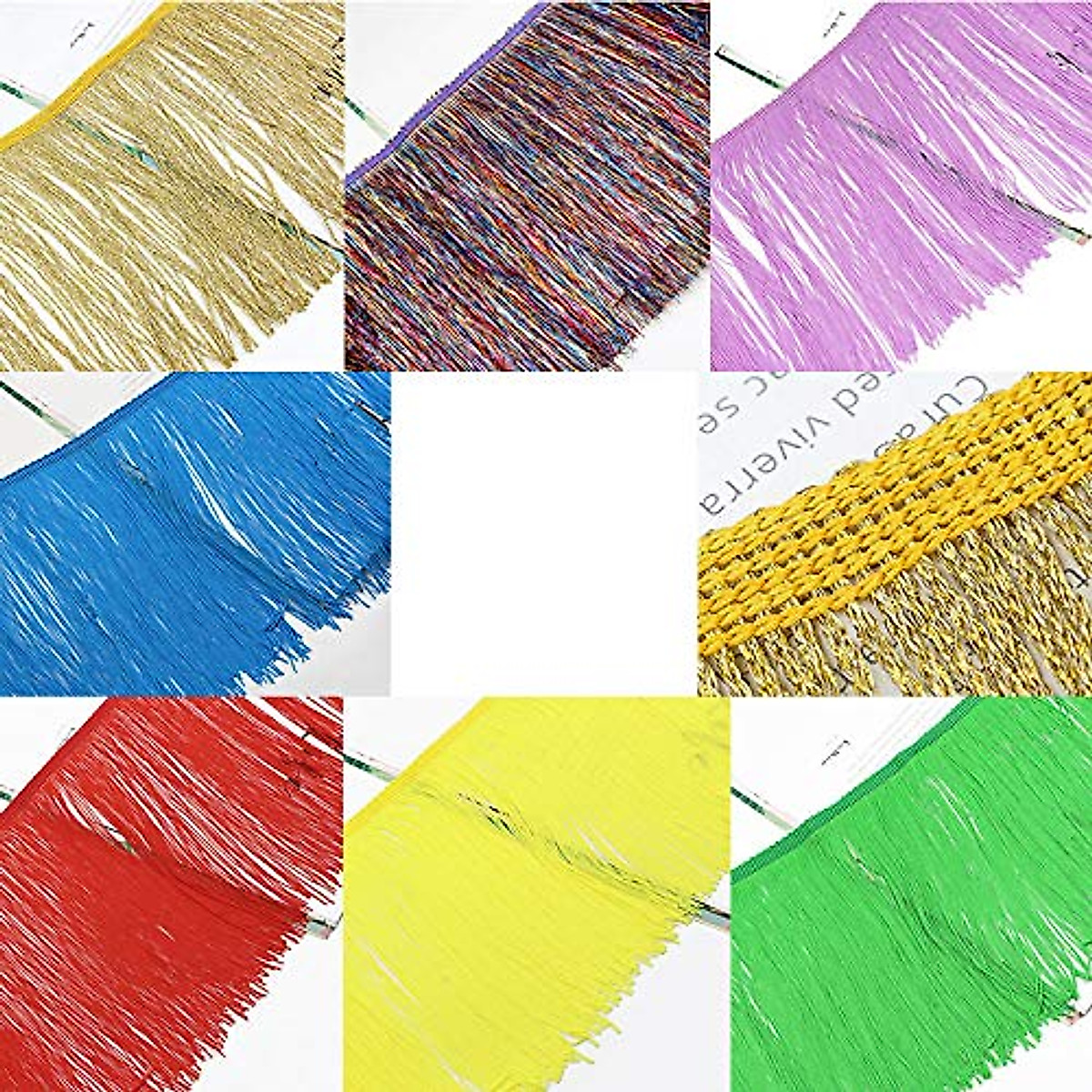 Yalulu 78.7inch x 7.8inch Polyester Fringe Fibre Tassel Lace Trim Tassel Fringe Trimming for DIY Latin Dress Stage Clothes Accessories (Rainbow)