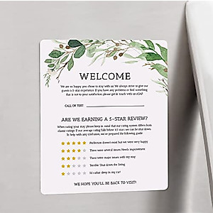 Guest Review Rating Magnet, 5" x 6" Magnetic Welcome Sign, Feedback Supplies for Vacation Homes, Guest Rooms, Airbnb, VRBO, Short-Term Rentals, Executive Suites, Hotels (Green)