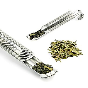4 Pack Tea Infusers Tea Filter and 2 Brush, Stainless Steel Tea Infuser Stick Pipe Tfor Loose Tea Leaf Coffee, Seasonings and Spices，Fine Mesh Ball for Loose Tea Leaf Pincer Tea Ball Tea Filter