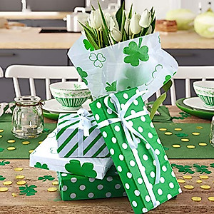 PLULON 60 Sheets Saint Patrick Gift Wrapping Tissue Paper Birthday, Tissue Paper for Home, Kitchen, DIY Crafts, Wrapping Accessory (Green)