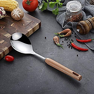 6 Pcs Stainless Steel Kitchen Utensil Wood Handle Cooking Tools Set Ladle Spoon for Restaurant Kitchenware Set