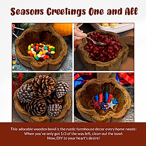 Dough Bowl Candle Co. Pumpkin Candle - 8"x6"x1.5" Pumpkin Spice Candles with 35 Hour Burn Time, Wooden Fall Candles with 100% Soy Wax, 3 Wick Fall Scented Candles, Fall Room Decor, Autumn Candle