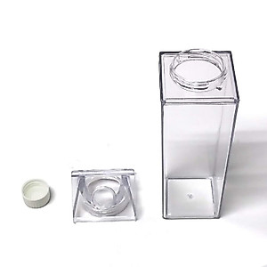 Bac-kitchen 2 Pack Milk Carton Water Bottle - Clear Square Milk Bottles BPA Free Portable Water Bottle with 23 PCS Stickers For Outdoor Sports Travel Camping Activities