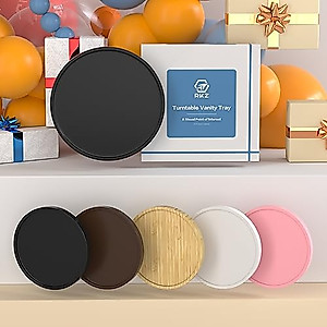 Lazy Susan Organizer for Table Cabinet,13 inch Bamboo Kitchen Countertop Organizer for Salt Olive Oil and Pepper Counter Sink Trays Wooden Turntable for Spice Soap Bottles Dining Room Decor Black