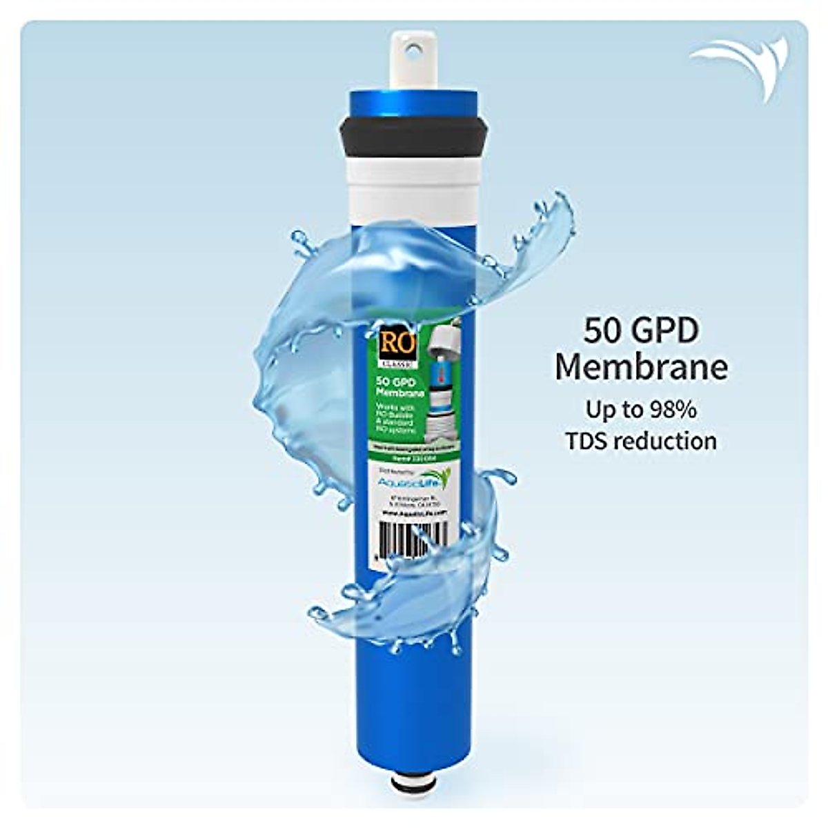 AQUATICLIFE Inline RO Buddie Replacement Cartridges - Includes Carbon Block Filter, Sediment Cartridge and 50 GPD Membrane for RO/RODI Reverse Osmosis Deionization Water Filter System Units