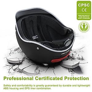 BASE CAMP BC-019 Adult Bike Helmet with Rechargeable Rear Light for Men & Women, Safety Certified Adjustable Urban Stylish Bicycle Helmet for Commuting, Skateboard, Scooter, Ebike