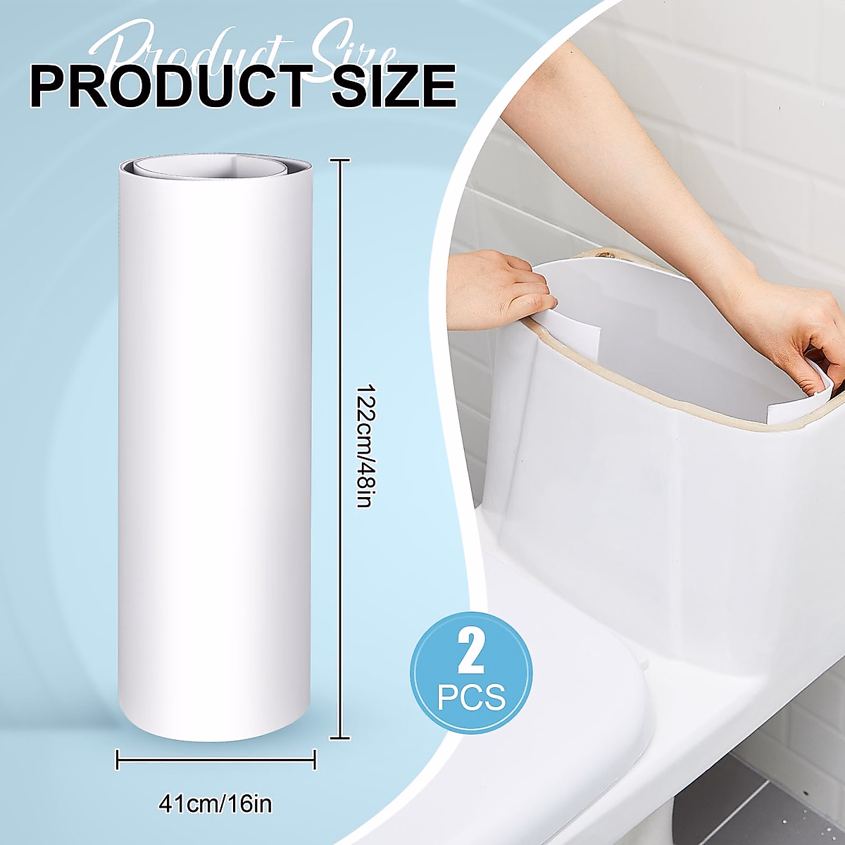 Frienda 2 Pcs Toilet Tank Liner Toilet Anti Condensation Kit 16 x 48 Inch Toilet Tank Liner Kit for Preventing Water Damage to Floors, White
