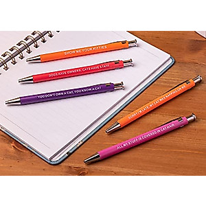 MilkToast Brands Funny Cat People Pens, A snarky gag gift for pet owners or coworkers, Black pens, CP101