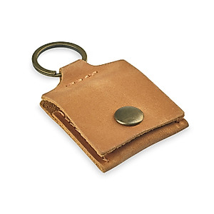 Leather Keychain Ring Holder, Wedding Ring Travel Case, Engagement Ring Holder, Ring Pouch, Workout and Gym Ring Holder (Vintage Brown)