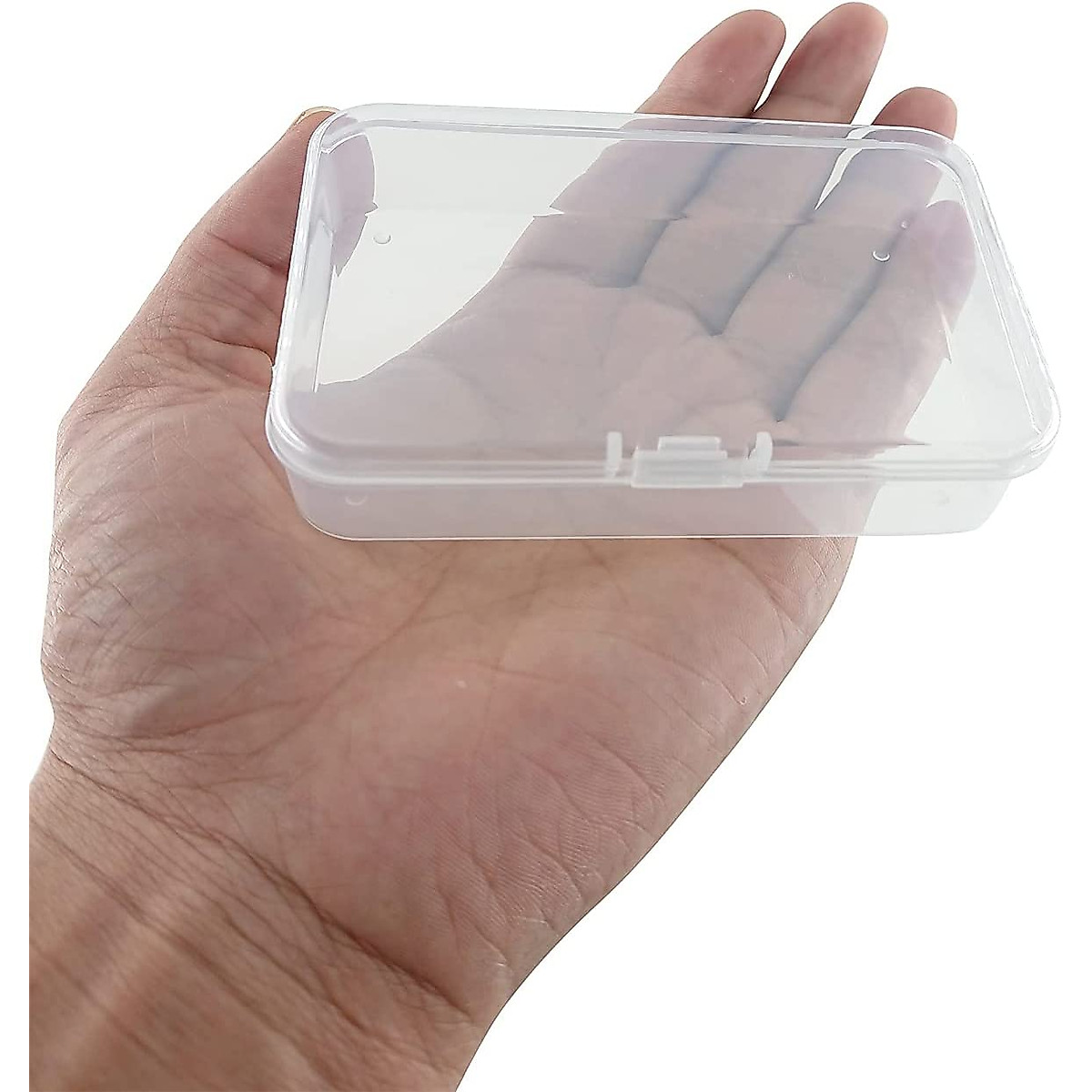 MFDSJ 6 Pcs Mini Plastic Storage Containers Box with Lid, 3.5x2.4 Inches Clear Rectangle Box for Collecting Small Items, Beads, Game Pieces, Business Cards, Crafts Accessories