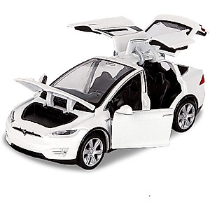gidoyi Toy Car Model X, Pull Back Car Toys Alloy Vehicles with Lights and Sound 1:32 Scale Model Car (White)