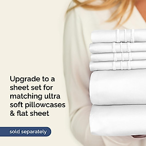 Extra Deep Full Fitted Sheet - Hotel Luxury Single Fitted Sheet Only - Easily Fits 18 inch to 24 inch Mattress - Ultra Soft, Wrinkle Free w/Extra Deep Pockets - Easy-Care, Breathable & Comfy - White