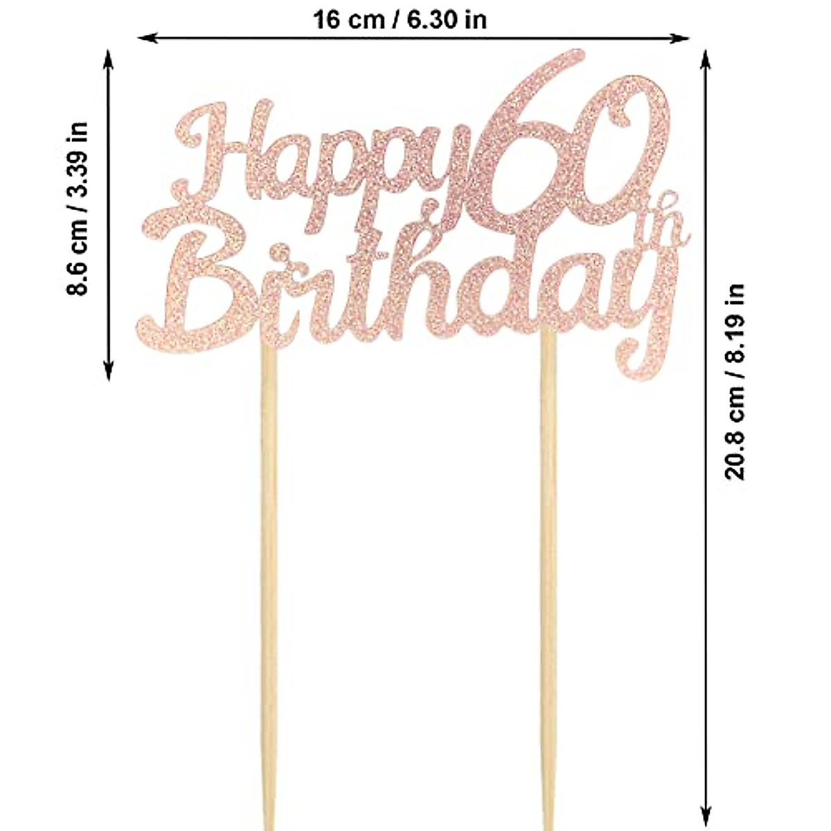 ANCTEY Rose Gold Glitter Happy 60th Birthday Cake Topper, 60 Cake Topper, 60th Birthday Decorations for Women, Sixty 60th Birthday Cake Decorations for Her