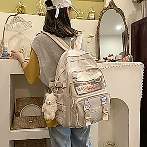 Verdancy Kawaii Backpack for Teen Girls Boys School College Travel Aesthetic Bookbag Casual Bag Schoolbag Daypack (Red)