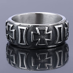 Jude Jewelers 8mm Stainless Steel Crusader Cross Retro Vintage Wedding Band Ring (Silver, 12)