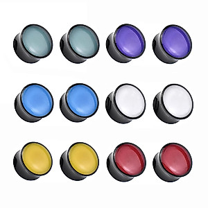 Jboyanpei 12Pcs/6pair Pure Color Ear Gauges Tunnels and Plug Black Acrylic Ear Expander Studs Stretching Size 20mm