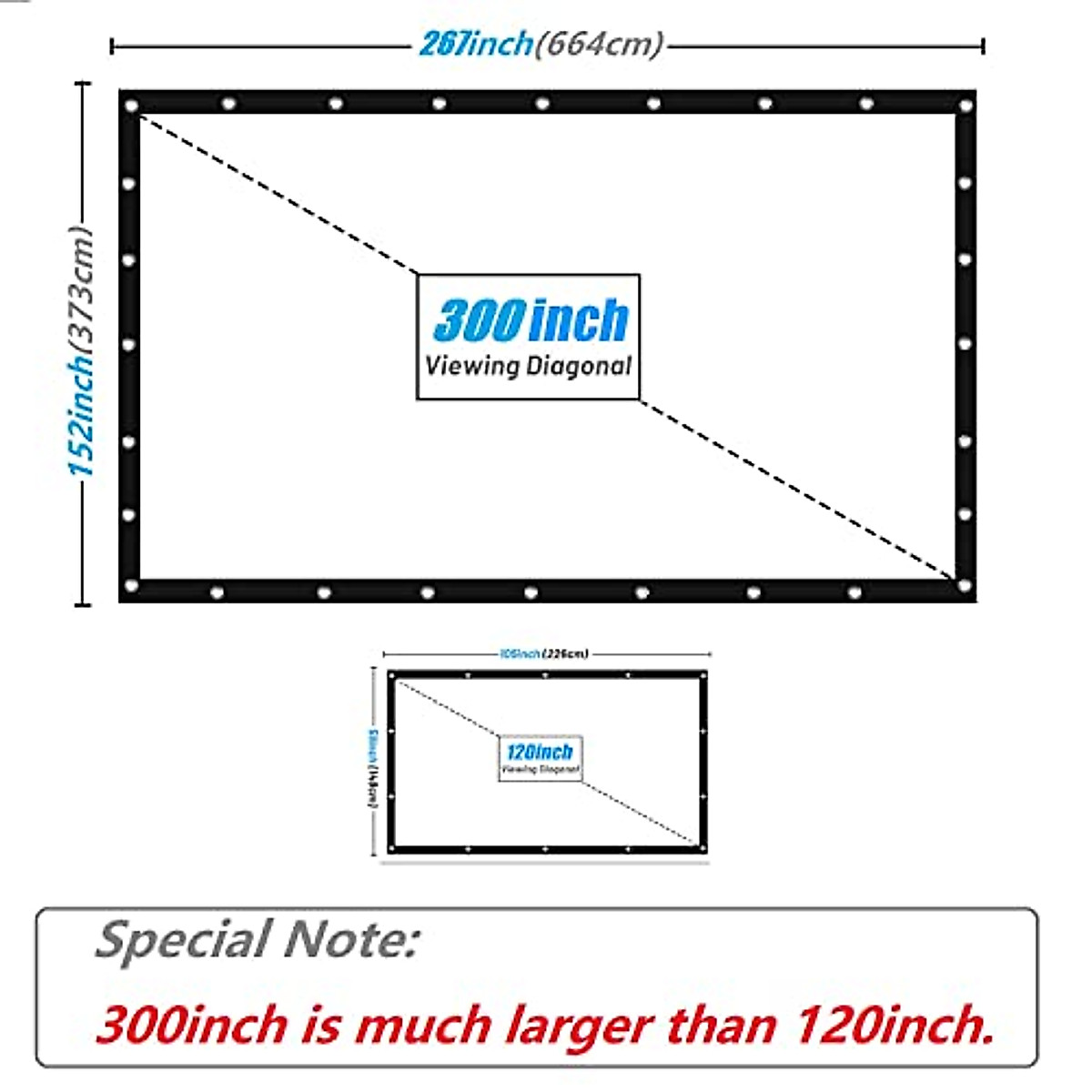 NMEPLAD Projector Screen 300INCH,Canvas Material 16:9 Large Projection Movies Screen Portable Outdoor Projection Screen for Church School Home Indoor 1.6 Gain