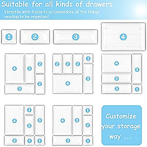 DCA 25 PCS Clear Plastic Drawer Organizer Tray for Makeup, Kitchen Utensils, Jewelries and Gadgets
