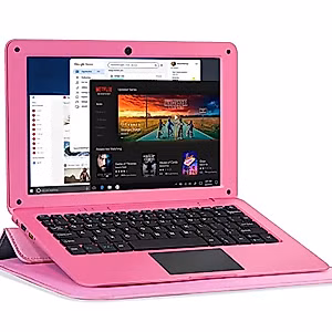 Monitech 10.1” Mini Laptop, 2GB RAM and 32GB SSD Netbook, Small Laptop with USB 3.0, Full HD IPS Display Pink Laptop Computer, Dual Core Lightweight Laptop, Ultra Thin Notebook Computer Windows 10