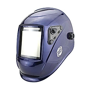 SÜA Welding Helmet - Model: Vector - Auto Darkening - Largest Viewing Area: 4" x 4" - Photovoltaic Powered - Ergonomic Headgear - Color: Blue
