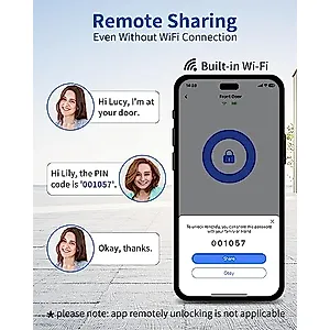 Fingerprint Door Lock: TEEHO TE002W Smart Lock, Built-in WiFi Keyless Entry Door Lock Deadbolt, Easy Installation, BHMA Cert, Satin Nickel