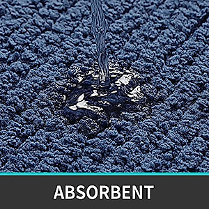 DEXI Front Door Mat Entry Doormat Non Slip Thin Washable Inside Entryway Mats for Home Entrance 19.5"x31.5",Blue