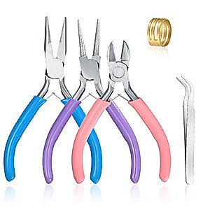 3 Pcs Jewelry Pliers Set, Jewelry Making Tools Pliers Kit, Includes Needle Nose Pliers/Diagonal Pliers/Round Nose Pliers, Wire Cutters Pliers for Jewelry Making Wire Wrapping Beading Crafts Pliers
