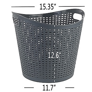 Xowine 6-Pack Large Plastic Storage Basket, 30 L Laundry Hamper, Gray