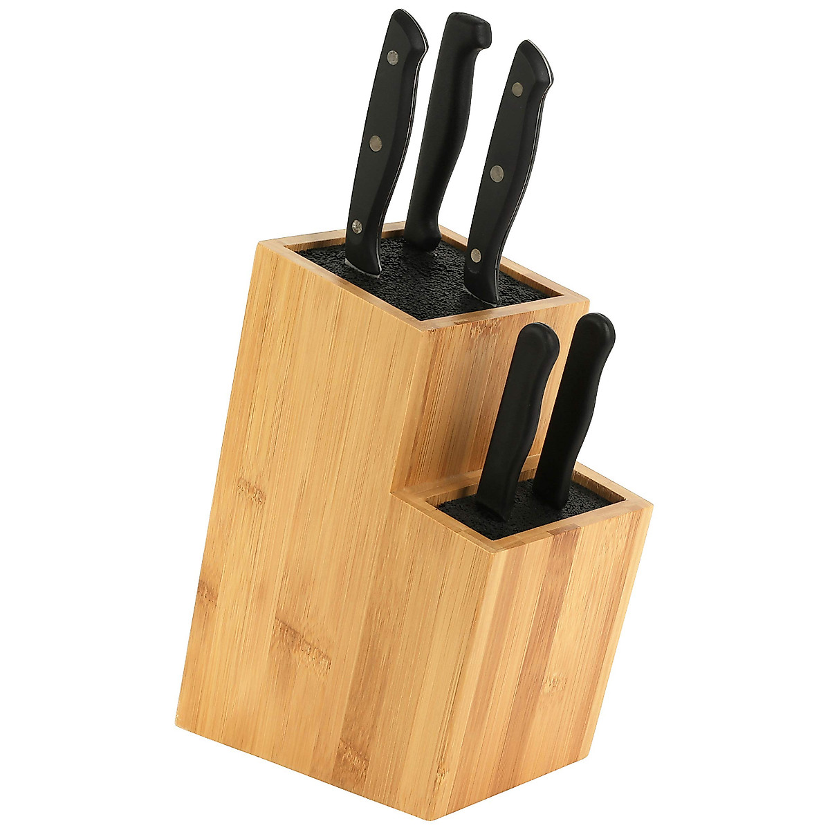 Mantello Knife Holder- Universal Knife Holder- Bamboo Wood Kitchen Knife Holder, Extra Large Knife Storage, Universal Knife Block