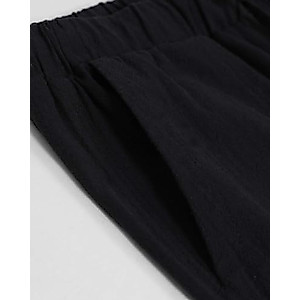 Lisskolo Women's Drawstring Linen Bermuda Shorts for Women Elastic Waist Summer Cotton Short 2X-Large Black